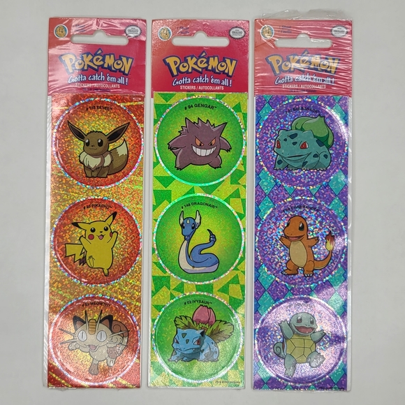 Nintendo | Toys | Vintage Pokemon Stickers 3 Sets Pikachu Eevee Meowth ...